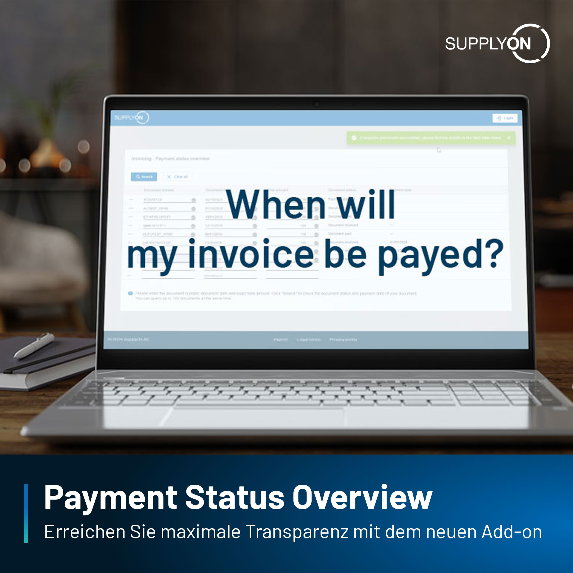 Maximale Transparenz mit Payment Status Overview - SupplyOn