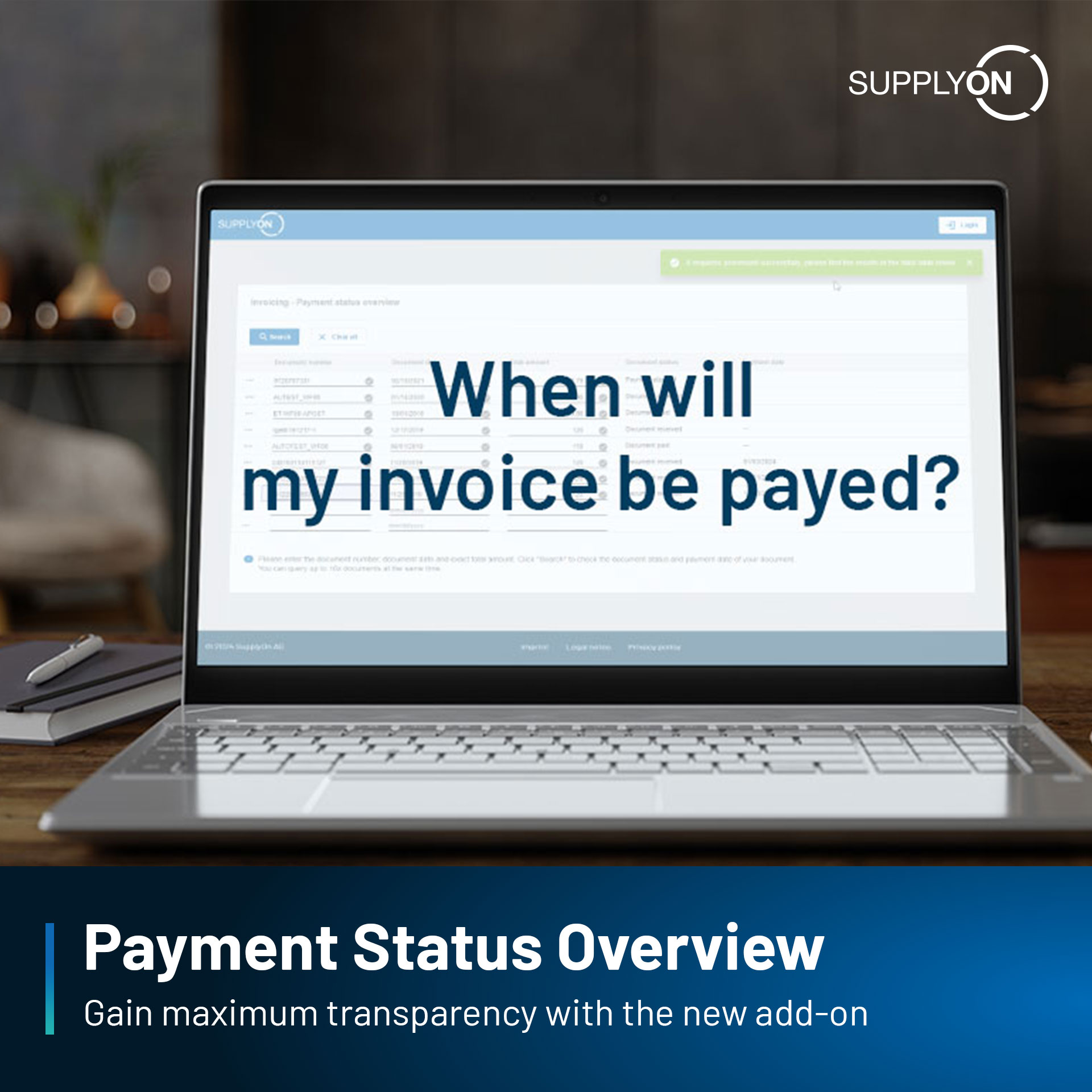 Maximum transparency with Payment Status Overview - SupplyOn